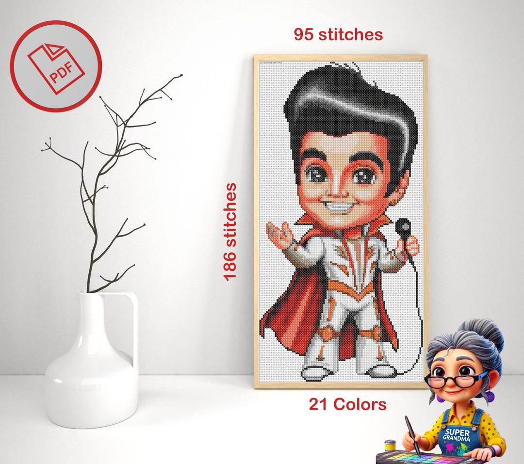 Elvis Presley Chibi: a Fun and Unique Design to Stitch in Cross-stitch ...