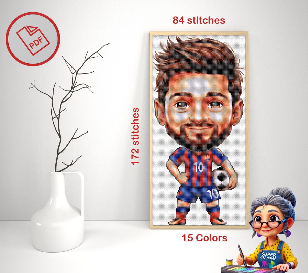 Lionel Messi Chibi: a Fun and Unique Design to Stitch in Cross-stitch ...