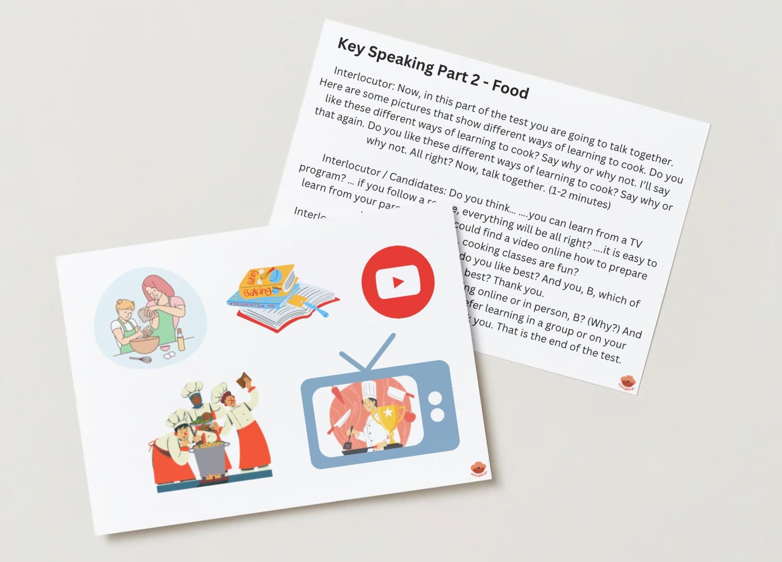 Cambridge Key/ KET/ A2 Speaking Part 2 Food - Etsy