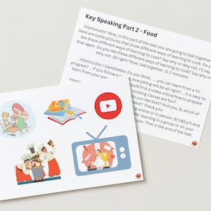 Cambridge Key/ KET/ A2 Speaking Part 2 Food - Etsy