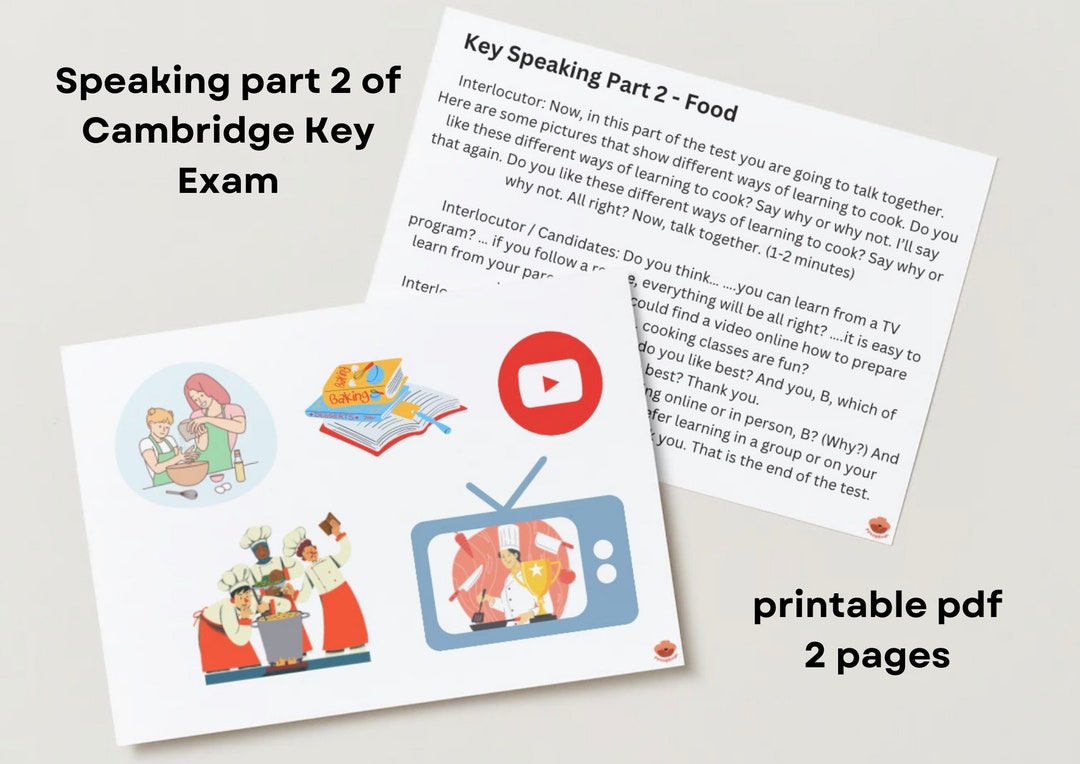 Cambridge Key/ KET/ A2 Speaking Part 2 Food - Etsy