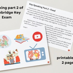 Cambridge Key/ KET/ A2 Speaking Part 2 Food - Etsy