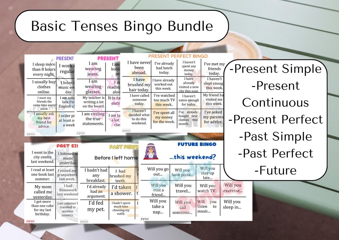 Basic Tenses Bingo Bundle English as a Second Language Game - Etsy