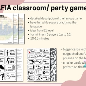 Printable Cards for the Famous Mafia ESL Classroom/ Party Game - Etsy