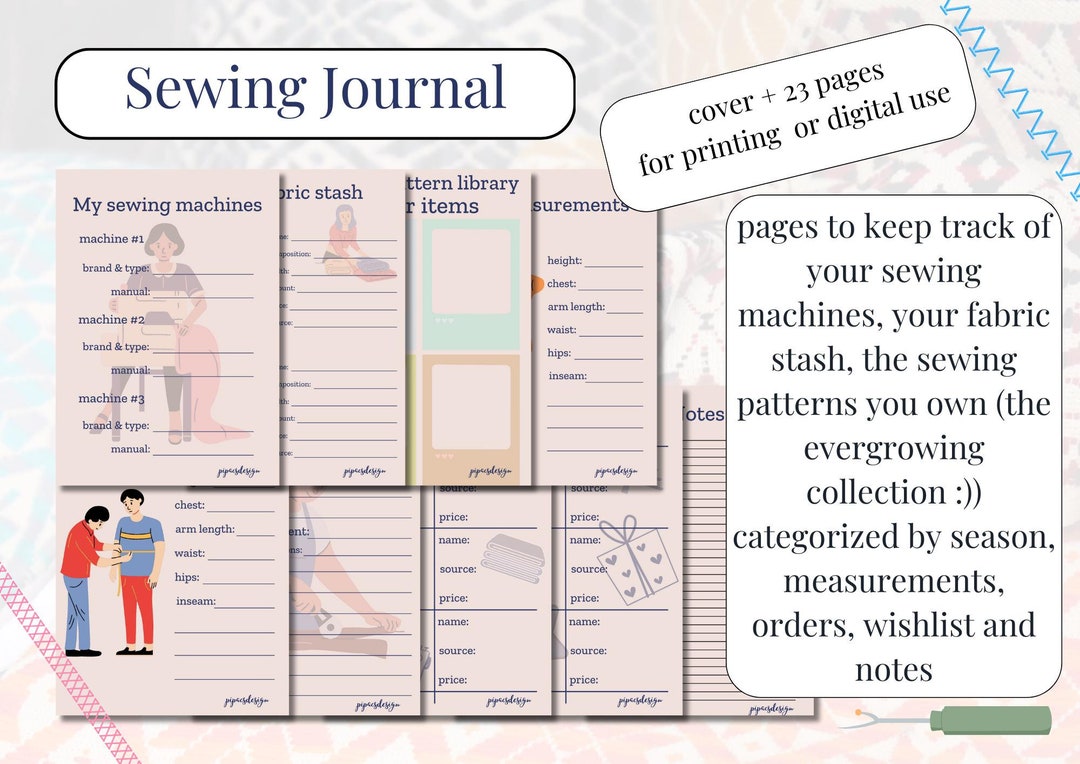 Sewing Journal A4 and US Letter Printable and Digital Download to Get ...