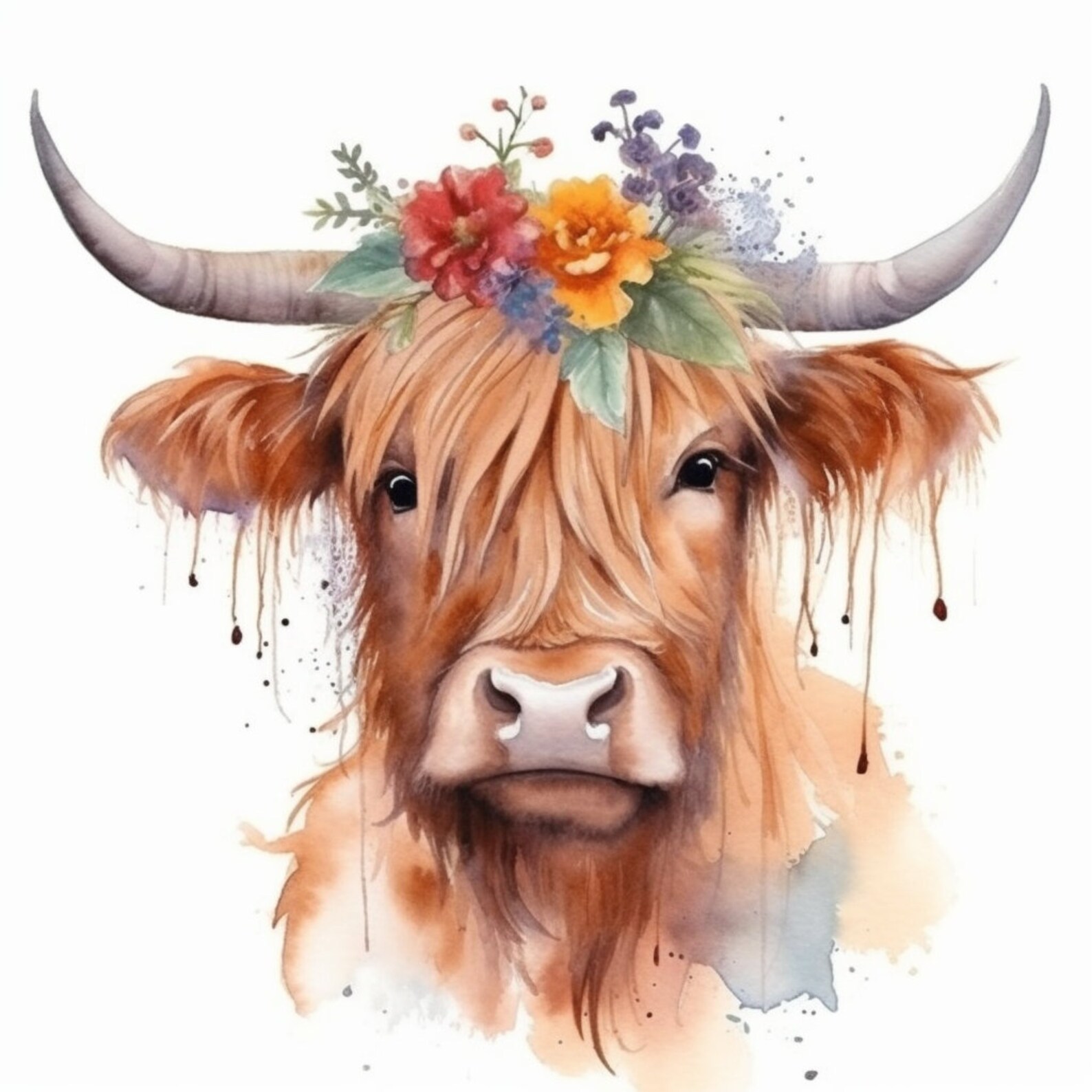 10 Highland Cow Png, Watercolor Clipart, Clip Art Bundle, Cow Png ...