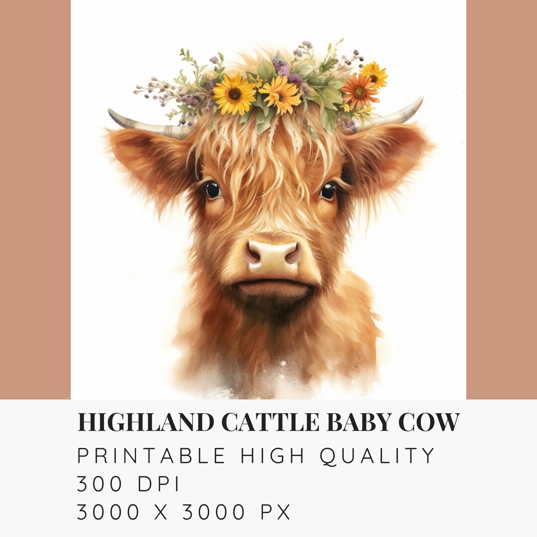 Highland Cattle Baby Cow PNG Printable High Quality Sublimation Design ...