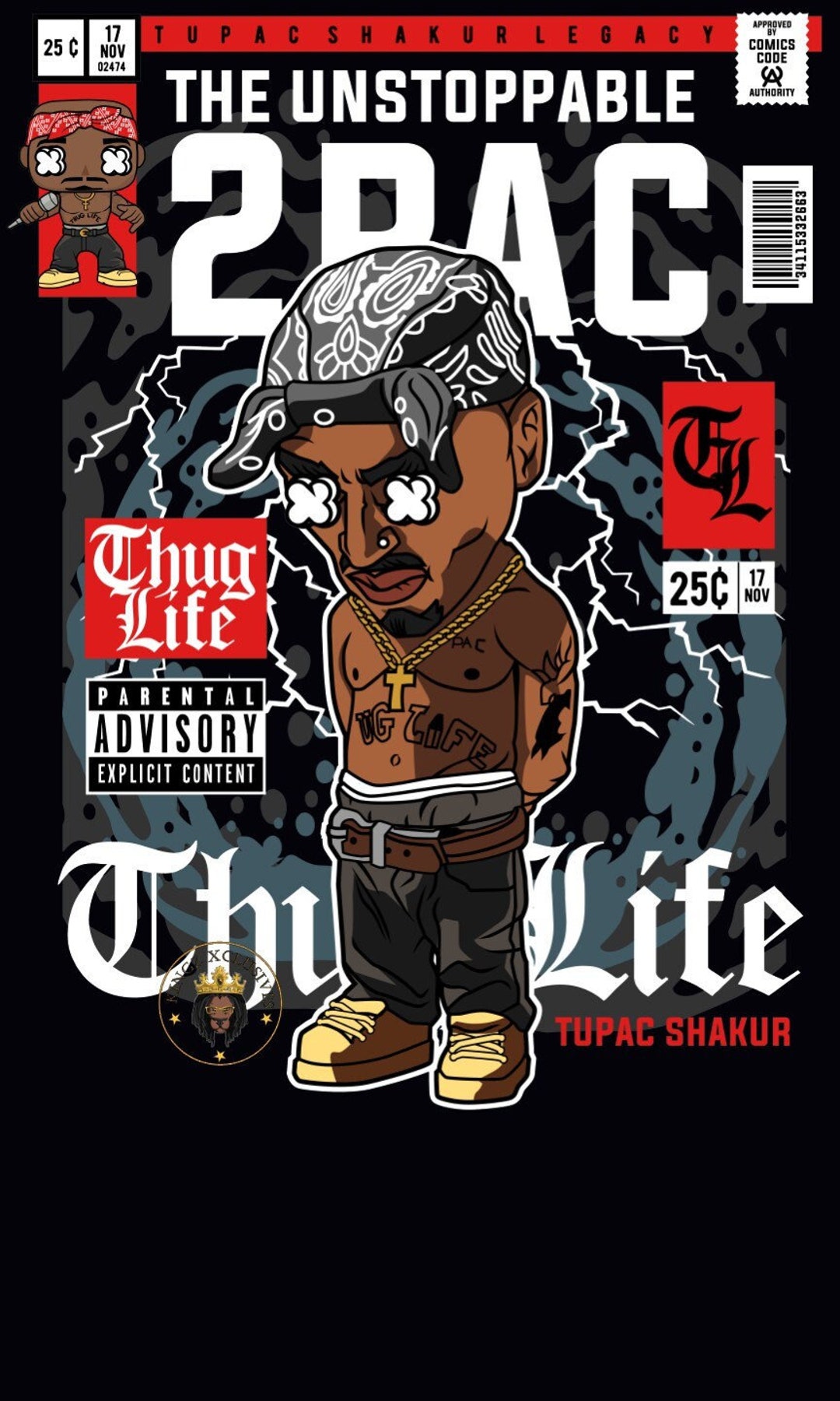 2pac Hip Hop Rapper Abstract Art Pop Culture Funko Design - Etsy