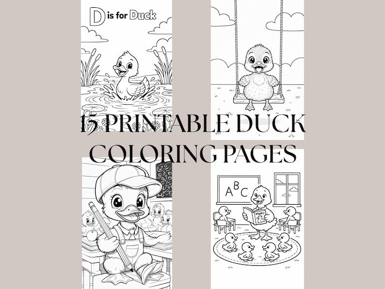 Duck Coloring Pages for Kids | Cute Duck Coloring Book | Printable ...