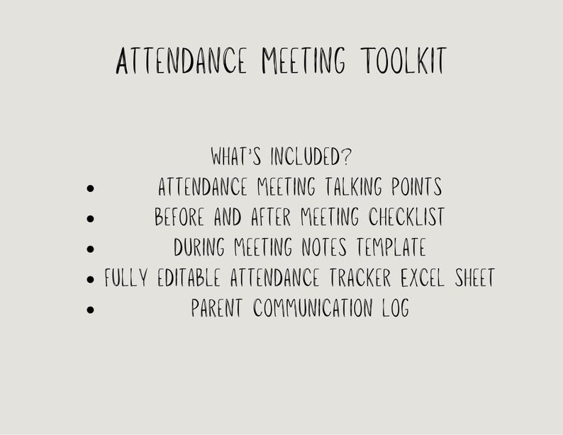 Attendance Meeting Toolkit | Checklists, Trackers & Parent ...