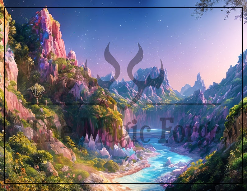 Dreamlike Realms Fantasy Landscapes AI Art Digital Printable Paper for ...