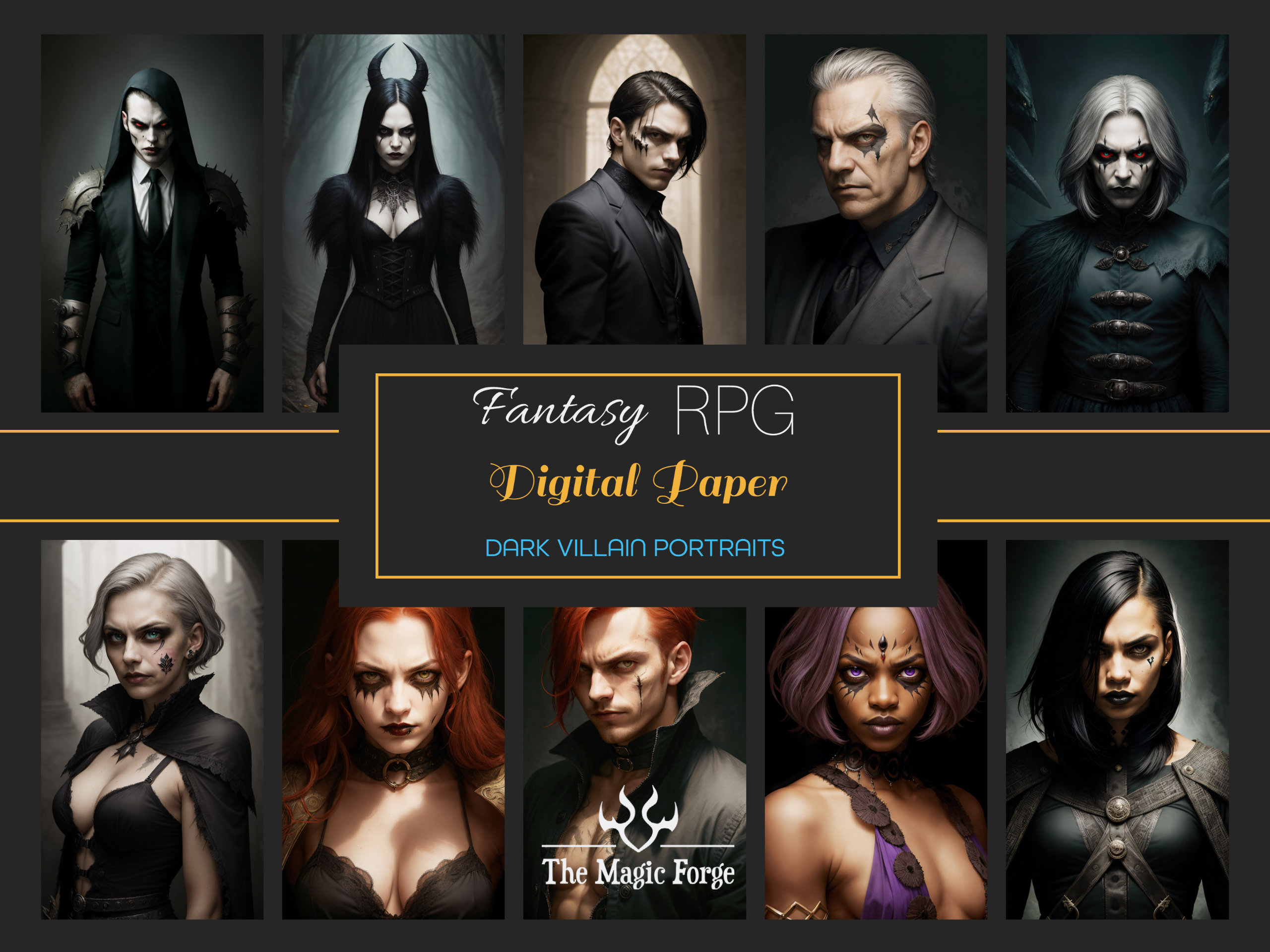 Fantasy RPG Dark Villain Character Portraits Generative AI Digital ...