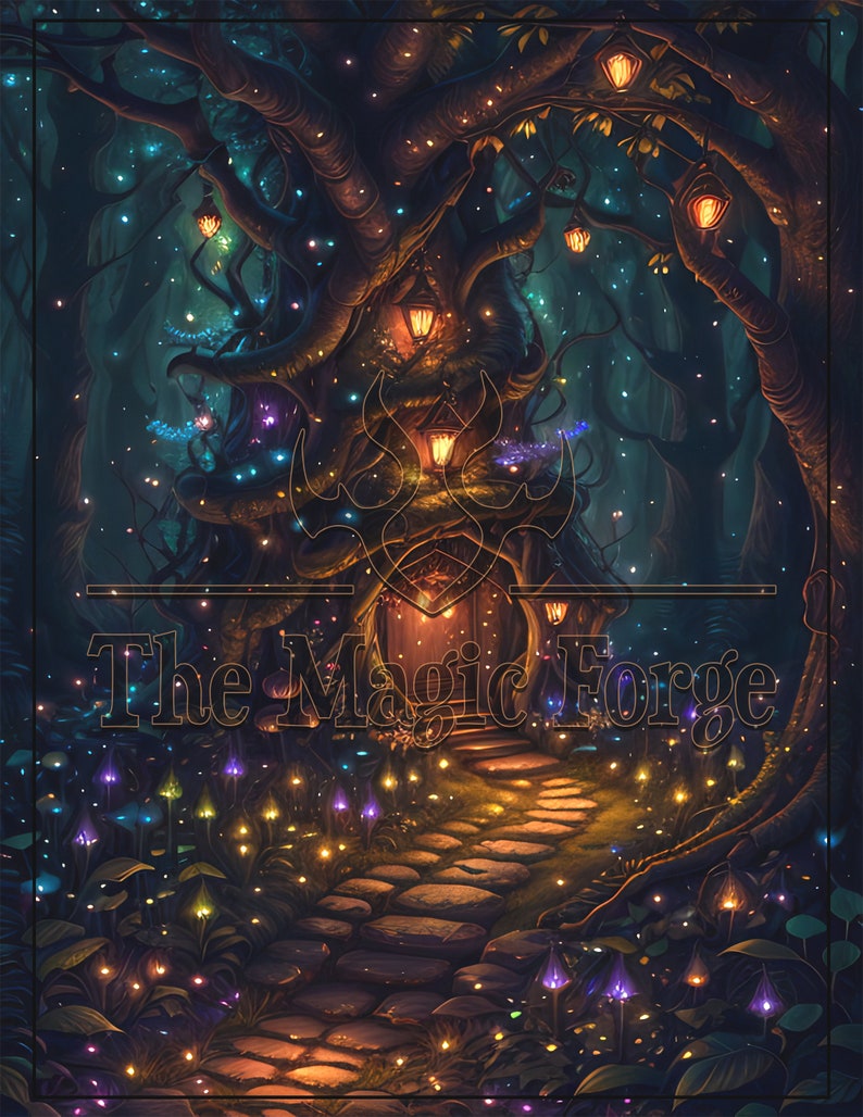 Elven Forests & Treehouses Magical Fantasy Landscapes, AI Art Digital ...