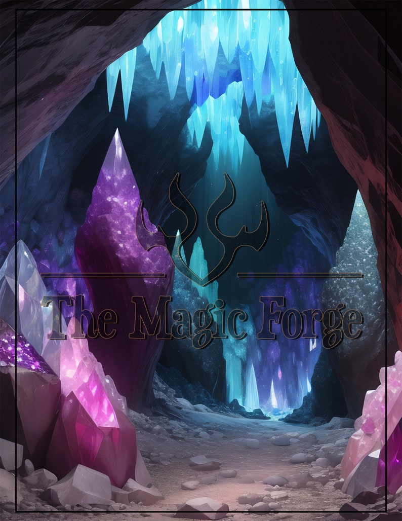 Crystal Caverns & Magical Forests Fantasy Landscapes Digital Printable Paper, AI Digital Art ...