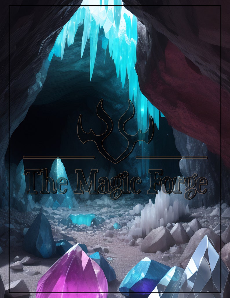 Crystal Caverns & Magical Forests Fantasy Landscapes Digital Printable Paper, AI Digital Art ...
