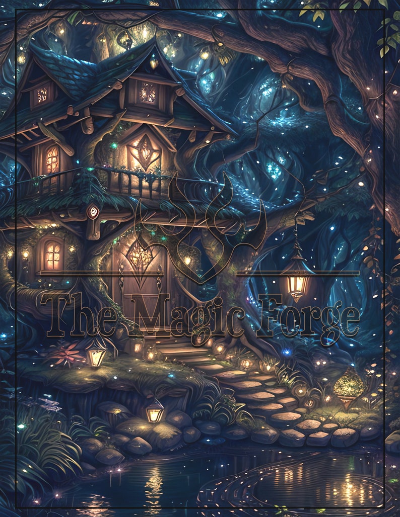 Elven Forests & Treehouses Magical Fantasy Landscapes, AI Art Digital ...