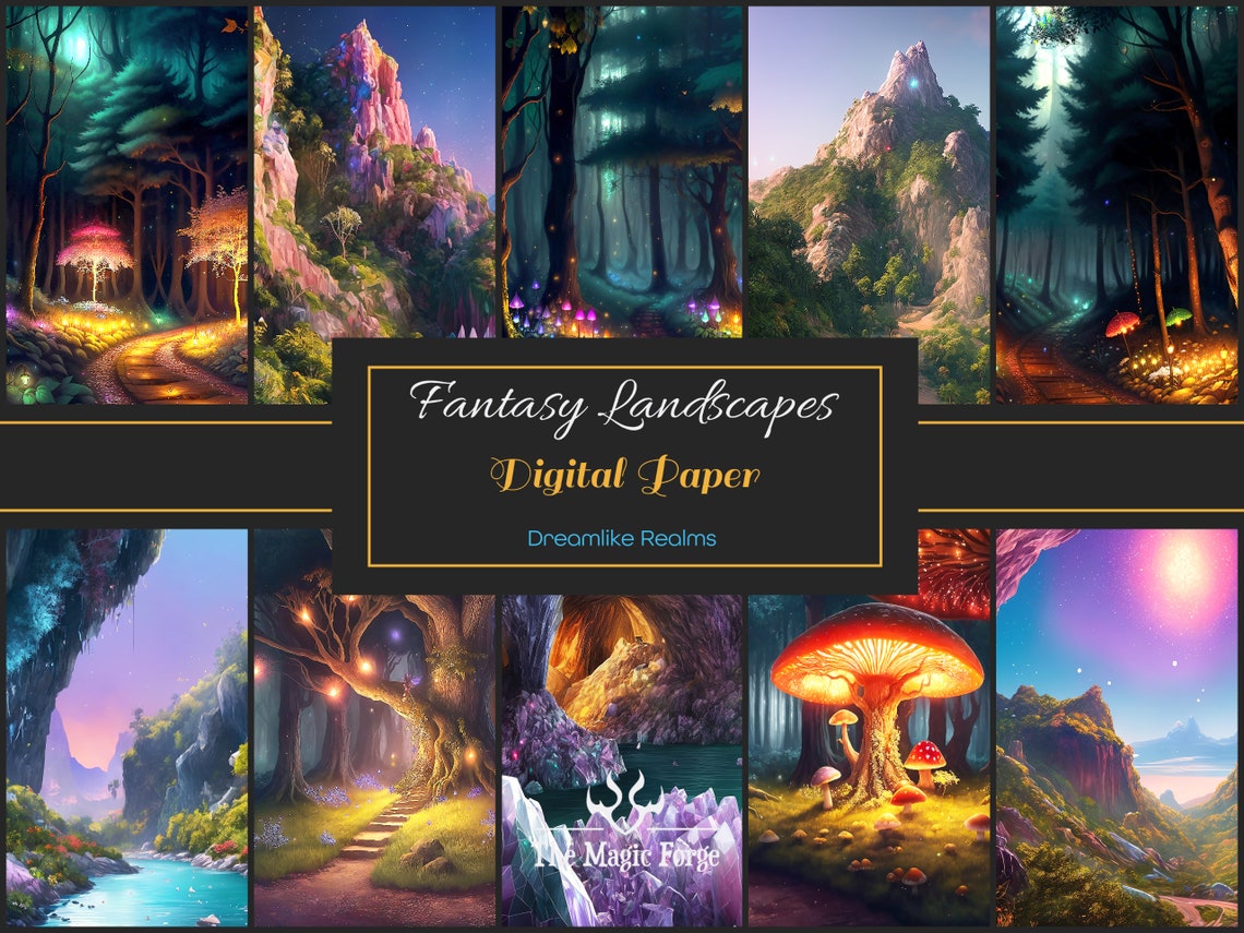 Dreamlike Realms Fantasy Landscapes AI Art Digital Printable - Etsy