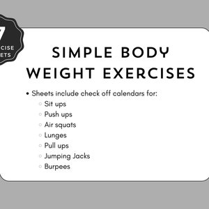 7 Bodyweight Exercise 30 Day Challenge Calendar Checkoffs for Advanced ...