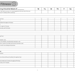 Gym Daily Cleaning Schedule - for Gym or Fitness Studio - Staff ...