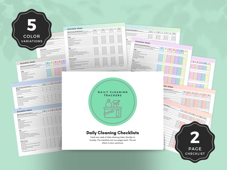Gym Daily Cleaning Checklist - 5 Color Combos - Digital Download ...