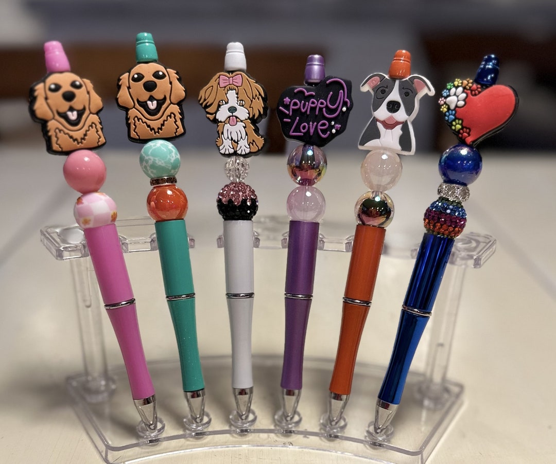 Beaded and Refillable Pens AND Wristlet/keychain Sets- Dog Theme - Etsy