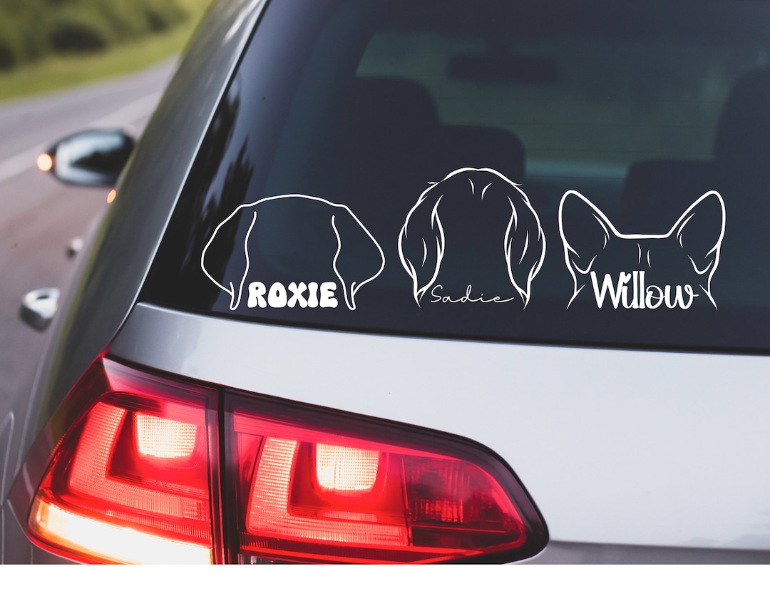 Dog Ear Car Decal, Custom Dog Sticker, Dog Vinyl Decal, Dog Mom Car ...