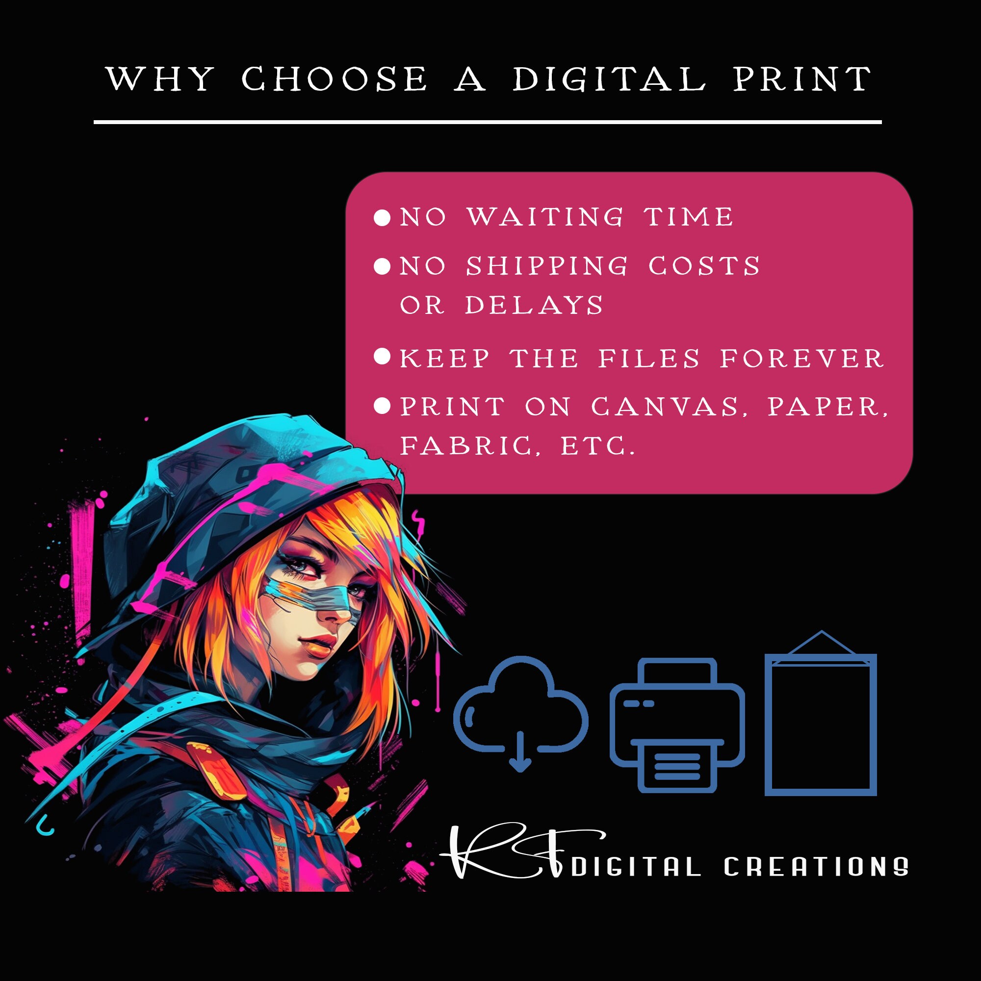 Handsome Wolf Fantasy Abstract Image Digital AI Art Wall Art Nature ...