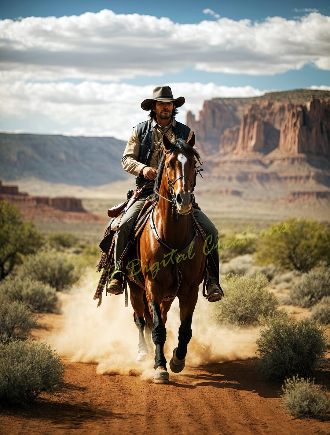 Digital Illustration of a Cowboy in the Old West Digital AI Digital ...