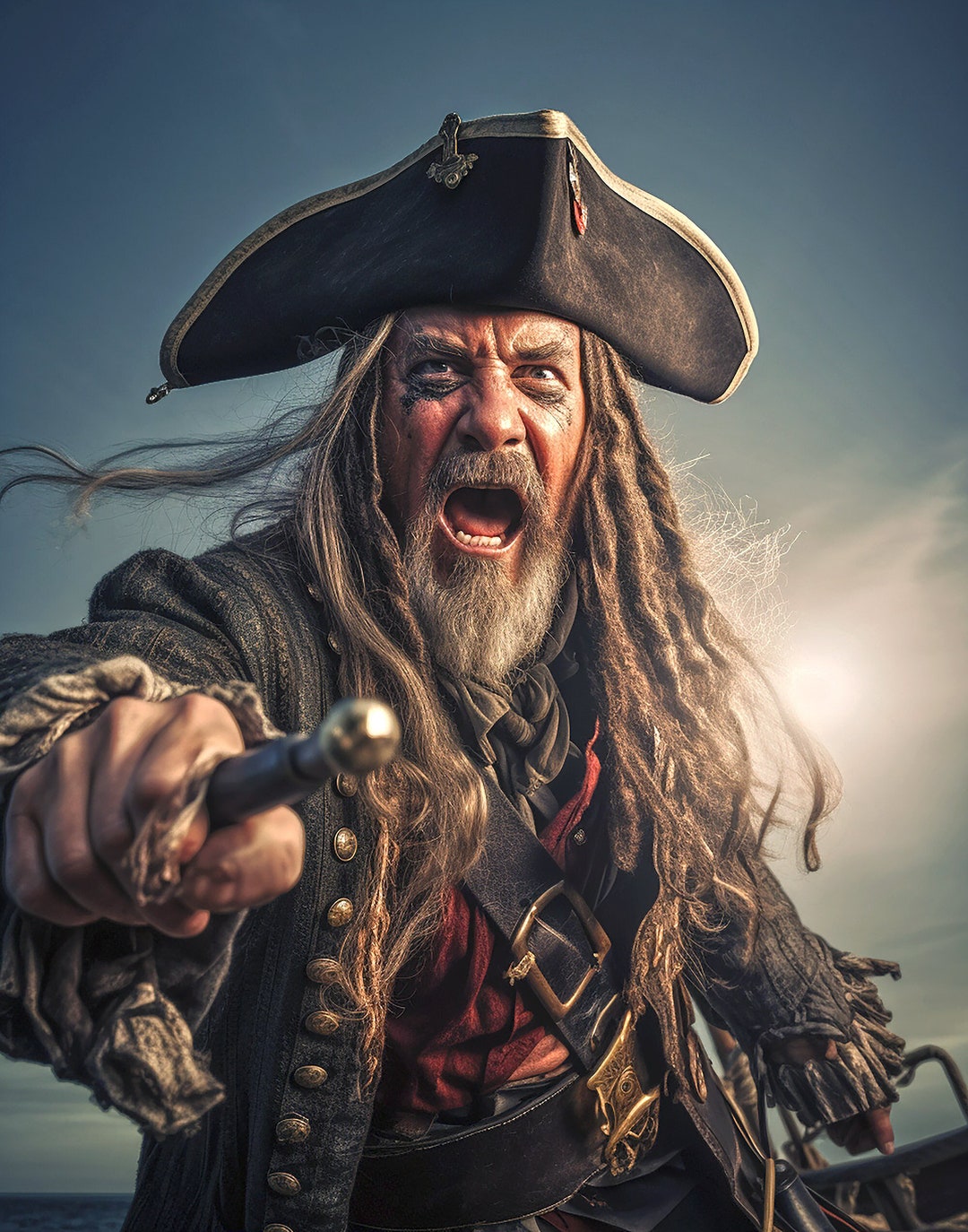 Unhappy Yelling Pirate Captain at Sea / AI Digital Art/ - Etsy