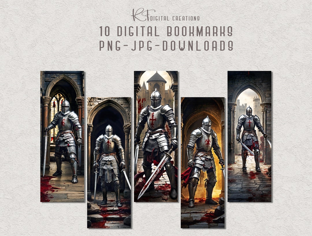 Medieval Knights Bookmarks: Digital Downloads for Book Lovers / 10 ...