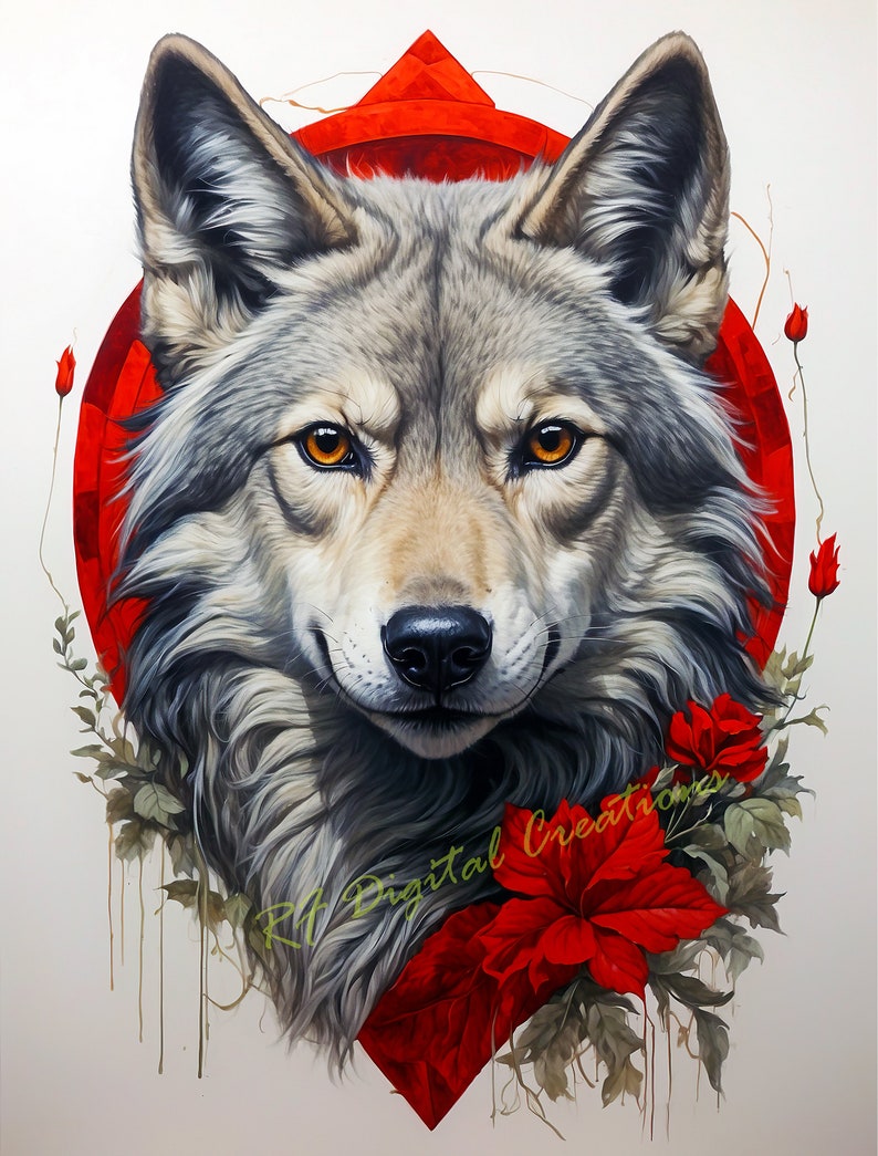 Handsome Wolf Fantasy Abstract Image Digital AI Art Wall Art Nature ...