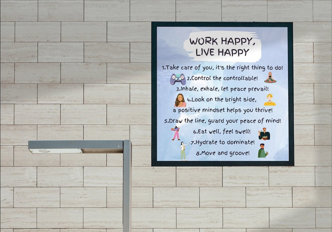 Happy Workplace Poster Work Happy, Live Happy - Etsy