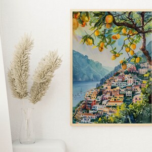 Capri Island Painting With Lemon Tree | Italian Coast Watercolor ...