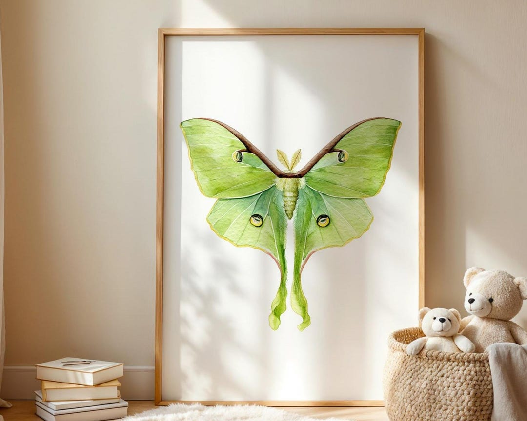 Luna Moth Watercolor Print | Botanical Insect Wall Art | Green Moth ...