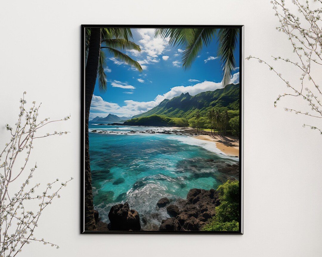 Ocean Beach Poster Beach Sand Wall Art Hawaii Wall Art - Etsy