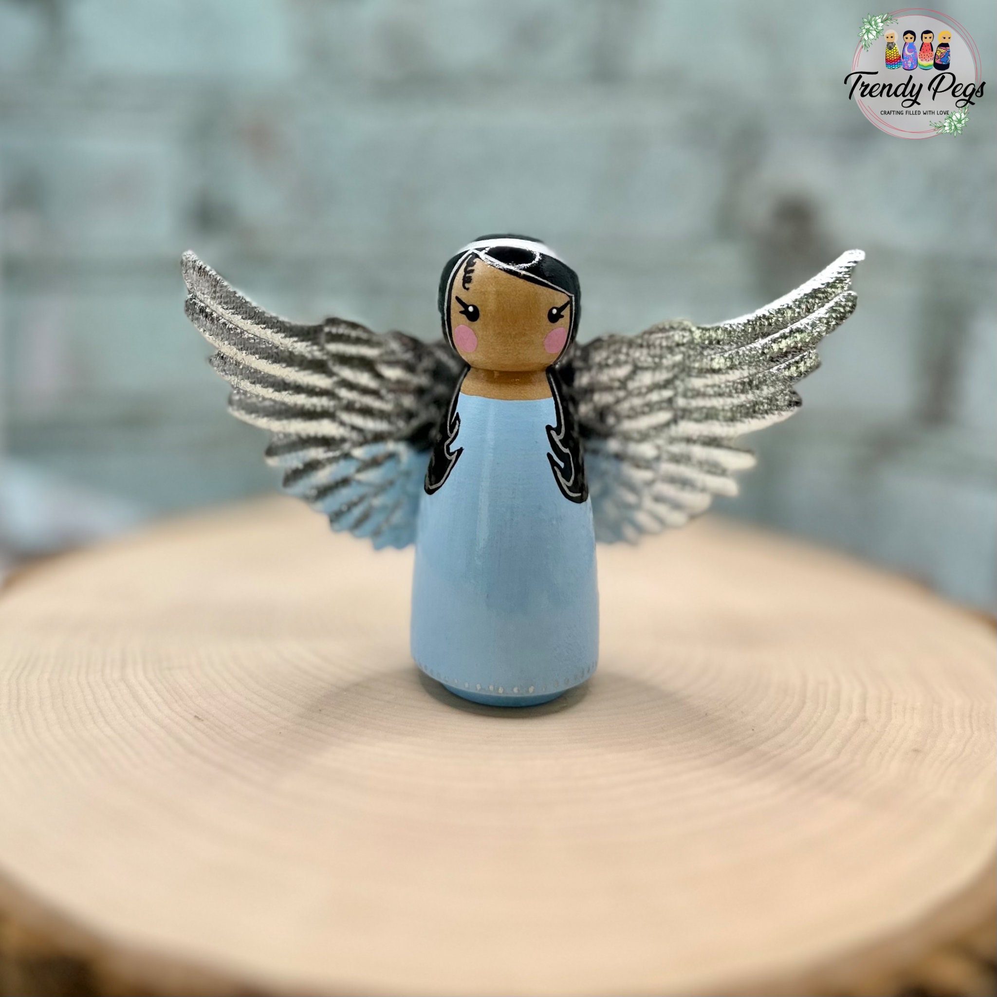 Angel Peg Doll, Wooden Angel Christmas Figurine, Peg Doll Angel - Etsy