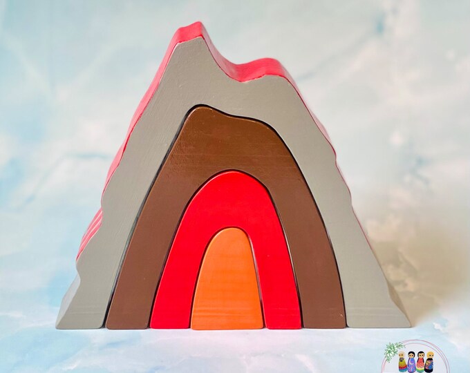 Volcano Stacker, Mountain Stacking Blocks for Baby, Volcano Toddler ...