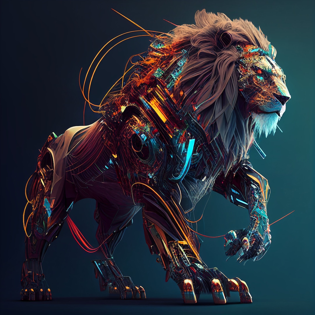 Cyber Lion - Instant Download - Etsy