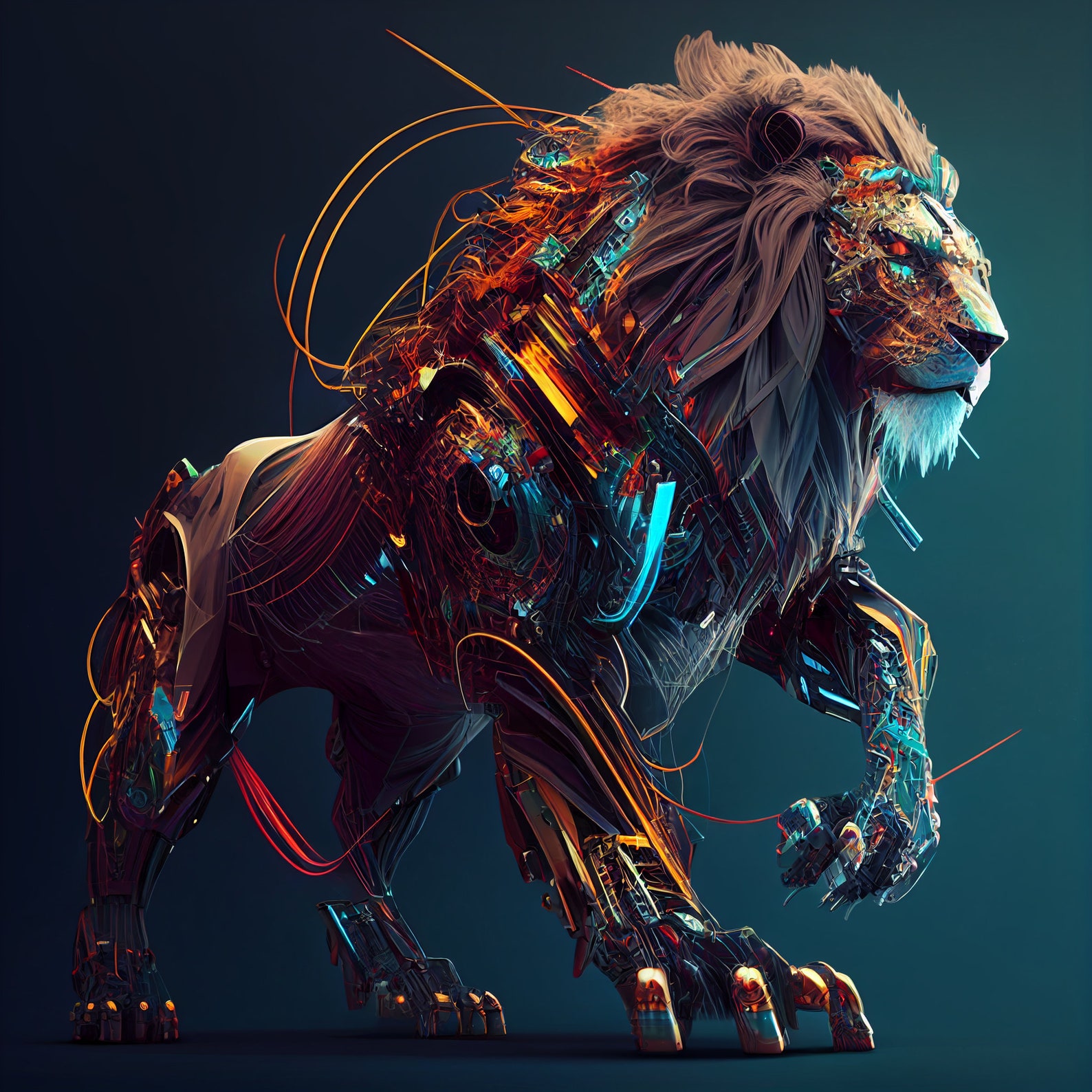 Cyber Lion - Instant Download - Etsy