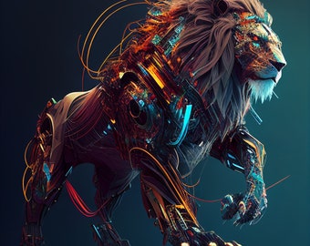 Pictures Neon Lion Download, Neon Lion Instant Downloadable Wallpaper, Digital Download Poster ...