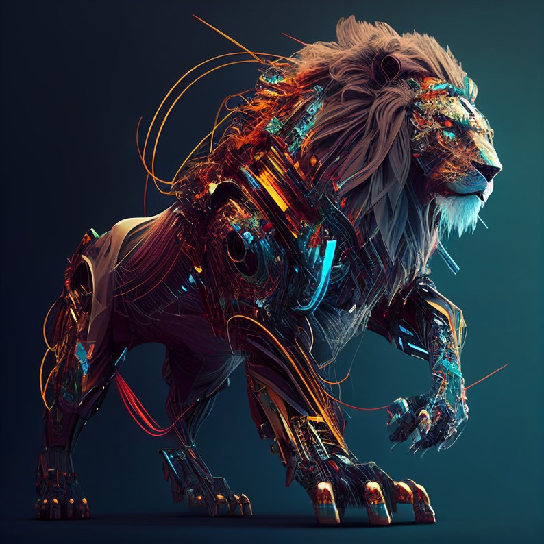 Cyber Lion - Instant Download - Etsy