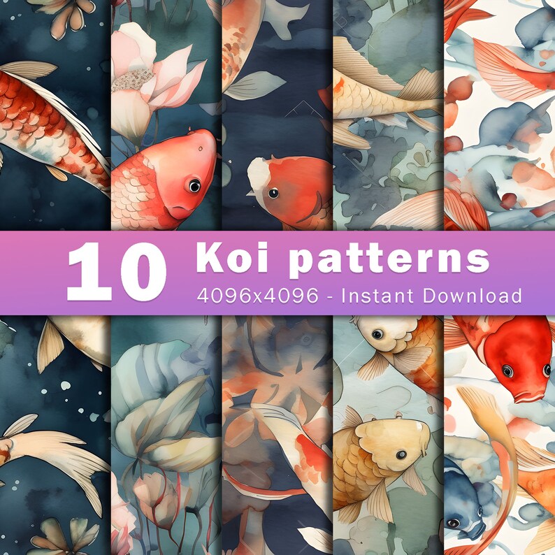 Seamless Koi Fish Pattern - Etsy
