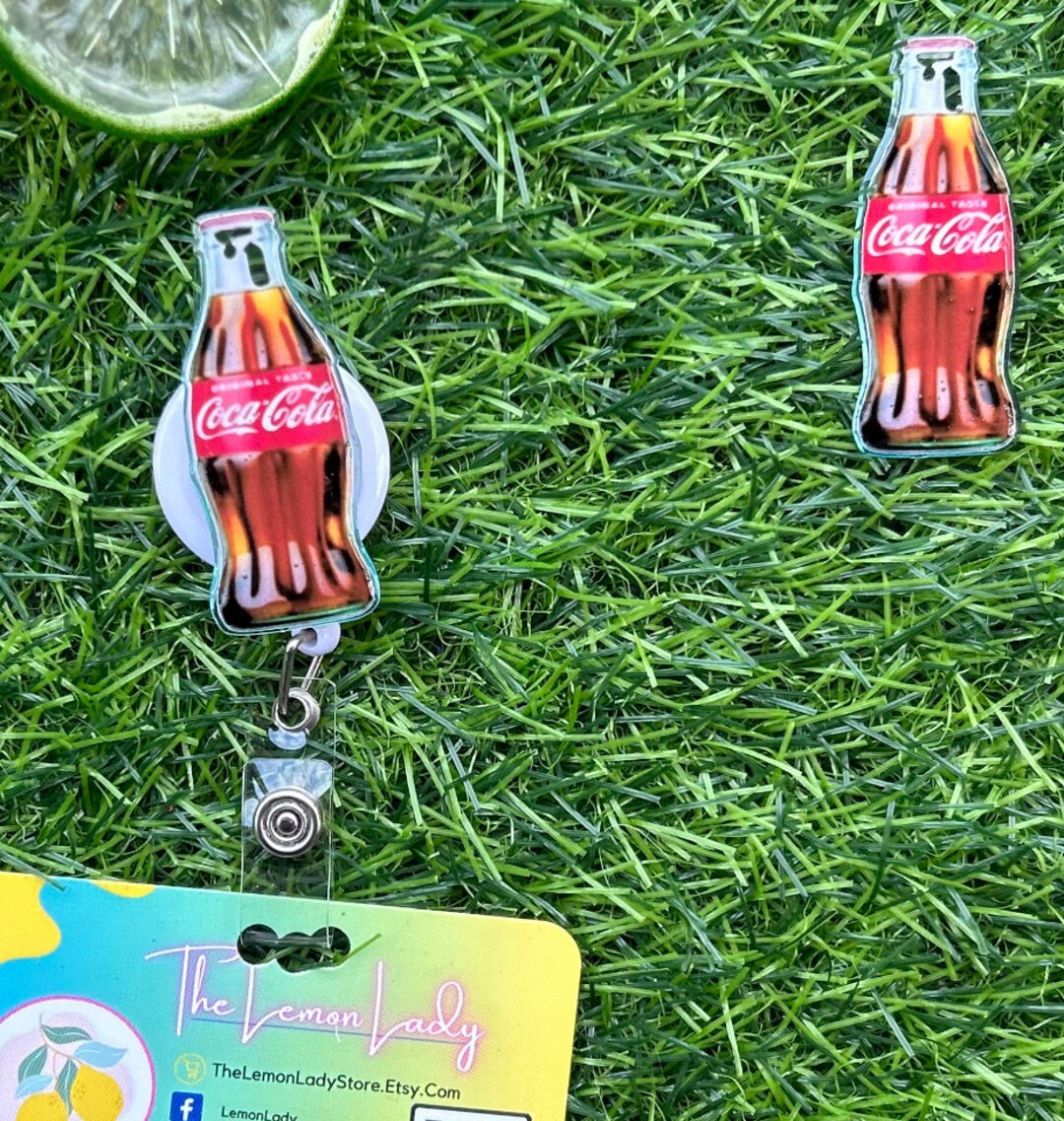 Coke Badge Reel, Coca-cola Glass Bottle Badge Reel, Badge Reel Nursing ...