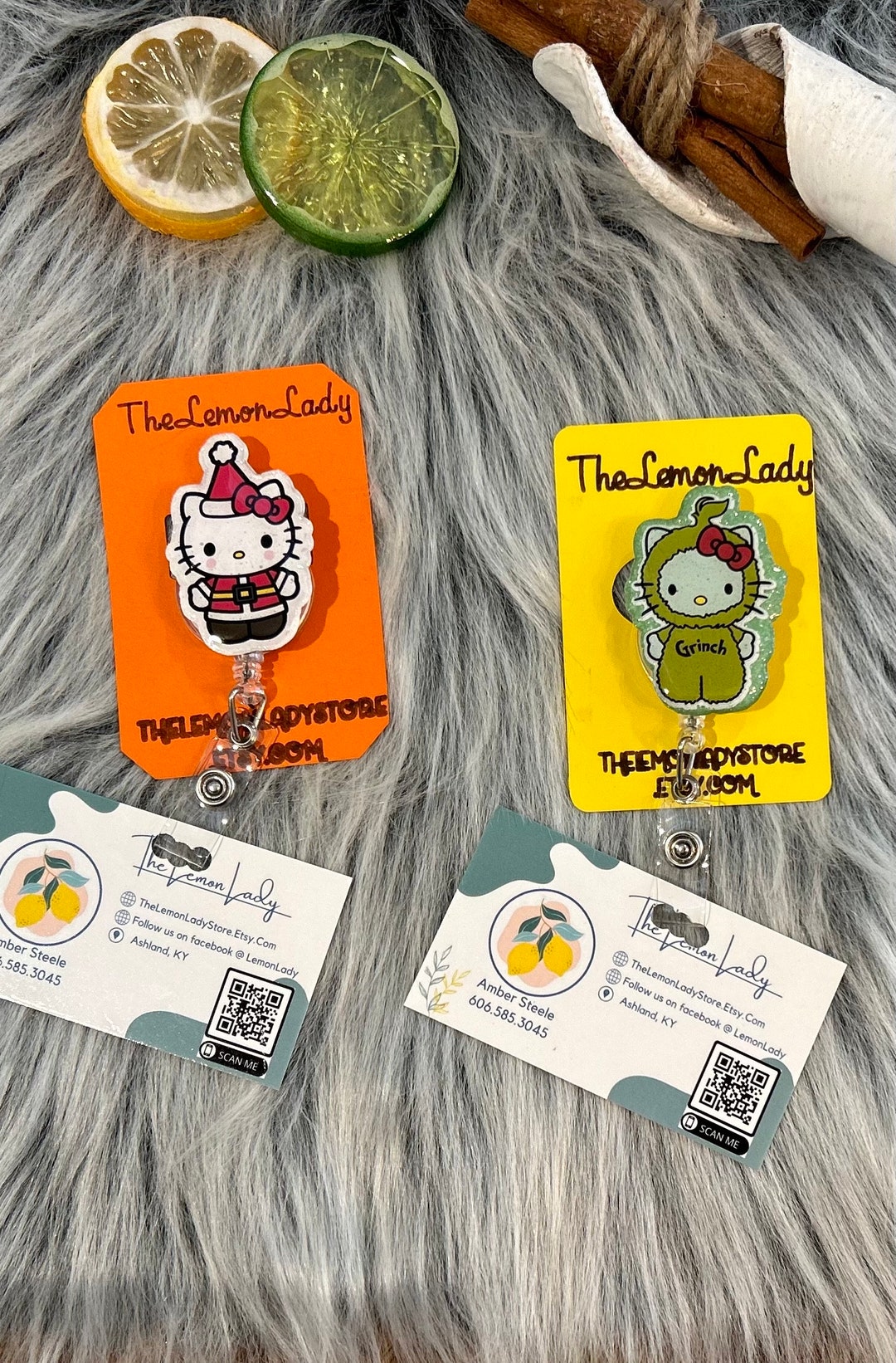Hello Kitty Christmas Badge Reel grinch Hello Kitty Santa Hello Kitty ...
