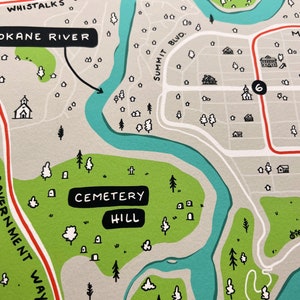 Spokane - Bloomsday Course Map - Illustrated Digital Print - Unframed ...
