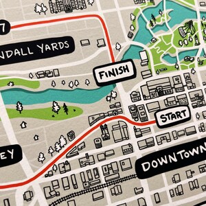 Spokane Bloomsday Course Map Illustrated Digital Print - Etsy