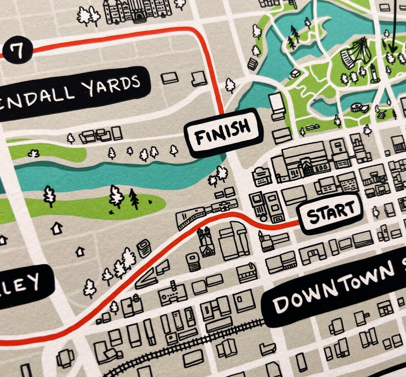 Spokane Bloomsday Course Map Illustrated Digital Print - Etsy