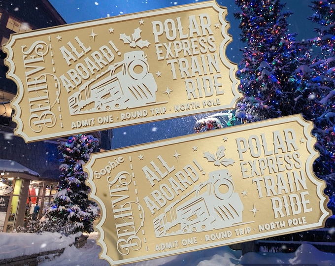 Polar Express Gold Mirror Acrylic Ticket, Train Ride, All Aboard ...