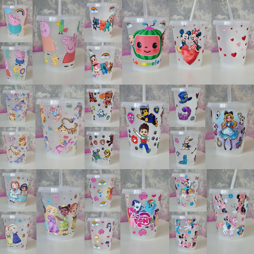 Children's/kids Personalised Character Themed Cold Cups, Mini Cold Cups ...