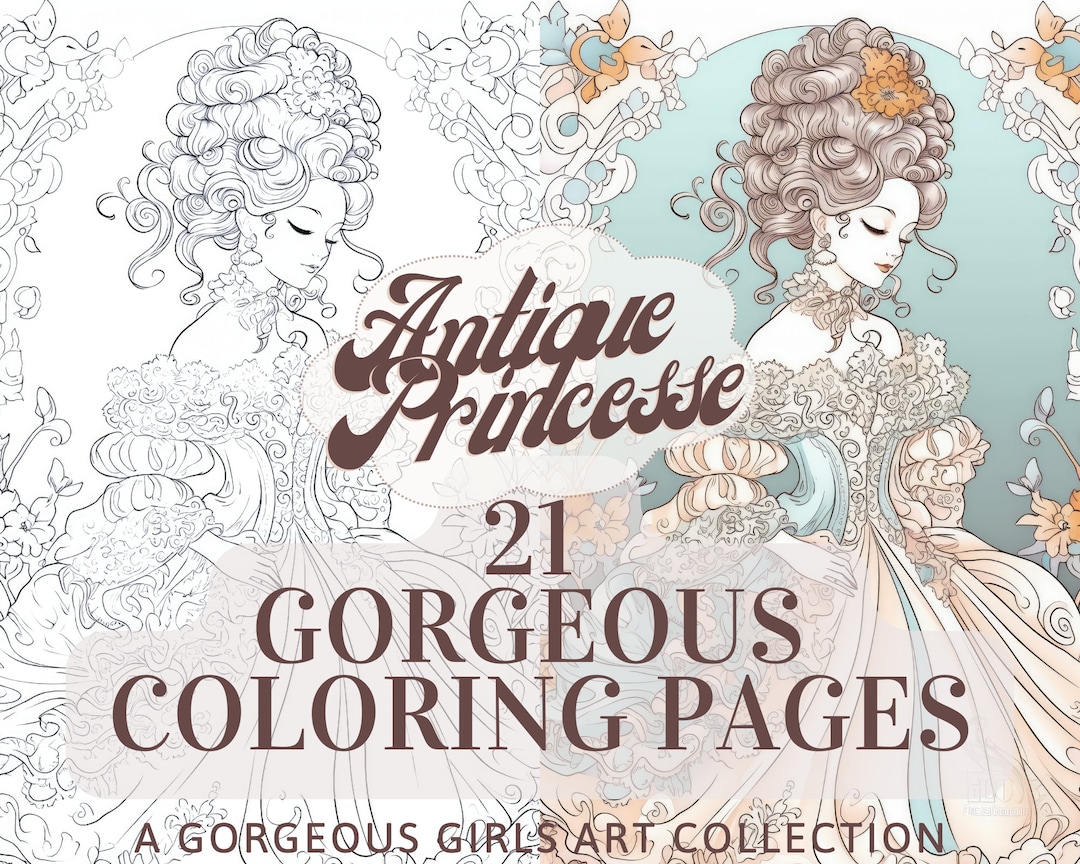 Antique Princesses Coloring Book INCLUDES FREE PRINT Digital Download ...